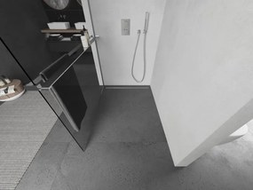 Mexen Kioto, sprchová zástěna Walk-In Walk-in 75 x 200 cm, 8mm čiré sklo, chromový profil + věšák na ručníky s poličkou, 800-075-121-01-00