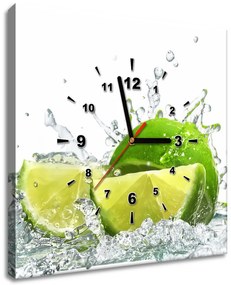 Gario Obraz s hodinami Zelená limetka Rozměry: 100 x 40 cm