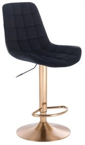 LuxuryForm DESIGN Barová židle PARIS VELUR na zlaté kulaté podstavě - černá