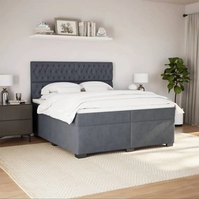 Box spring postel s matrací tmavě šedá 200x200 cm samet 3291009