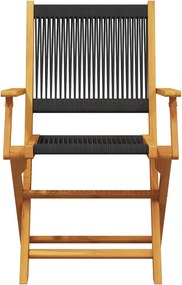 3dílný bistro set černý polypropylen a masivní dřevo 3281793