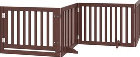 Zábrana pro psy s dvířky skládací 12 panelů hnědá 960 cm topol 3155692