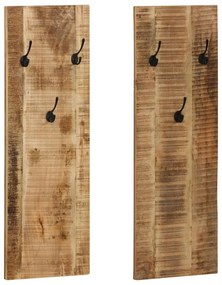 Nástěnný věšák 2 ks masivní mangovníkové dřevo 36 x 110 x 3 cm 246025