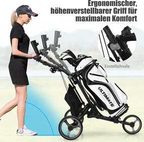 Costway Skládací tříkolový golfový vozík z hliníku, šedý