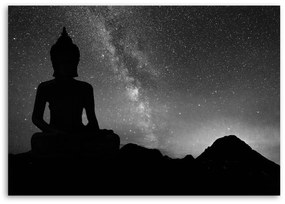 Obraz na plátně Buddhova polární záře černobílý - 60x40 cm