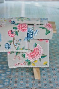 Pip Studio ručníky z bavlněného froté Good Evening, khaki (Luxusní ručníky z bavlněného froté v designu Good Evening v barvě khaki)