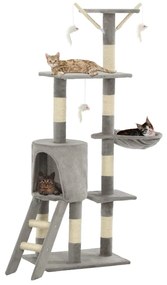 Škrabadlo pro kočky se sisalovými sloupky - šedé | 138 cm