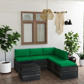 vidaXL 6dílná zahradní sedací souprava z palet + podušky borové dřevo [3061931] Barva: Hnědá