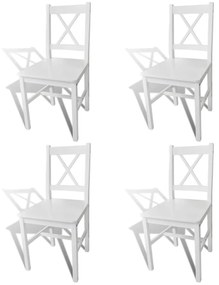vidaXL Jídelní židle 4 ks bílé borové dřevo
