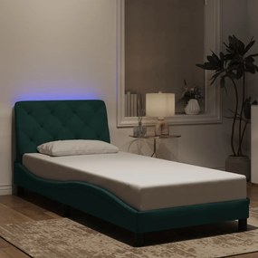 Rám postele s LED bez matrace tmavě zelený 80 x 200 cm samet 3213822