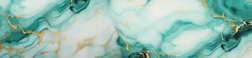 DIMEX | Fototapeta do kuchyně Smaragdový mramor KI-260-208 | 260 x 60 cm | zelená, bílá, zlatá