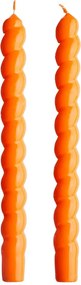 TWISTED Sada lesklých svíček 2 ks 25,5 cm - oranžová