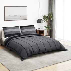 vidaXL Sada ložního prádla 260 x 220 cm bavlna [136476] Barva: Tmavě šedá a černá