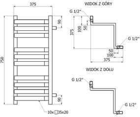 Mexen Loop, koupelnový radiátor 750 x 375 mm, 413 W, antracitová, W129-0750-350-00-66
