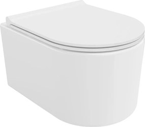 Mexen Sofia, závěsná WC mísa 490x360x355 mm, Rimless Tornádo + WC sedátko z duroplastu, bílá lesklá, 30540500T