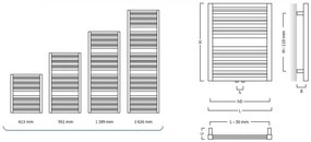 Instalprojekt Koupelnový radiátor CODE Barva radiátoru - Skupina barev [1], Rozměr radiátoru - 500 × 1289 mm, výkon 653 W, Typ připojení - Klasické (na rozteč) RADCOD5013.