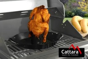 Cattara Stojan na grilování kuřete s pánví / Stojan na kuře / Ocelový