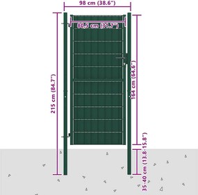 Plotová branka PVC a ocel 100 x 164 cm zelená 145230