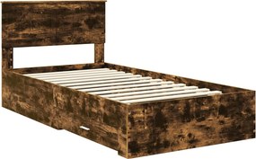 Rám postele s čelo Kouřový dub 100 x 200 cm Kompozitní dřevo 3410935
