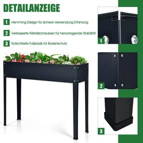 Costway Vyvýšený truhlík na květináče s 2 drenážními otvory kovový zvýšený