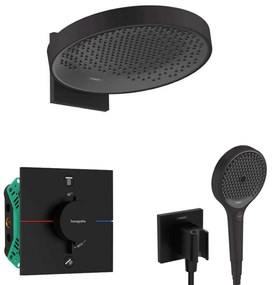 Hansgrohe - Sprchový set s termostatem pod omítku, s tělesem, průměr 36 cm, 3 proudy, matná černá SANI21HHH411