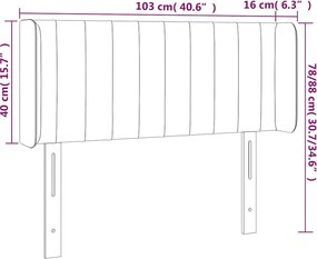 Čelo postele s LED tmavě modré 103 x 16 x 78/88 cm samet 3123520