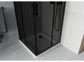 Mexen Rio čtvercový sprchový kout 70 x 70 cm, Grafitově černá, Černá + sprchová vanička Flat, Bílá - 860-070-070-70-40-4010B