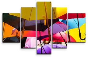 Sablio Obraz - 5-dílný Deštníky - 125x90 cm