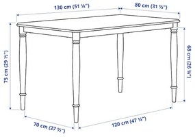 DANDERYD / INGOLF Stůl a 4 židle, bílá/bílá, 130 cm
