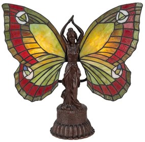 Barevná stolní lampa Tiffany Butterfly Lady – 41x20x41 cm