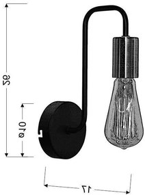 Candellux Černé nástěnné svítidlo Herpe pro žárovku 1x E27