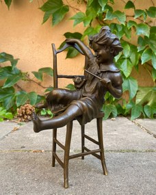 Bronzová socha soška - Holčička a kočka 2