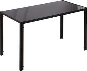 HOMCOM LED jídelní stůl kuchyňský stůl pro 4 osoby, tvrzené sklo a kov, černý, 120x60x75cm, moderní a stylový | Aosom.de