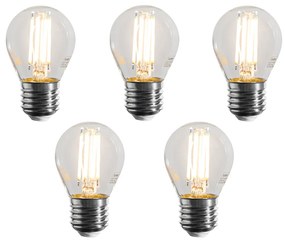 Sada 5 stmívatelných LED filamentových žárovek E27 G45 čirých 4W 470 lm 2700K
