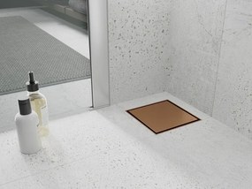 Mexen Flat-Q, bodová podlahová vpusť 15 cm, měděná matná, 1C10015
