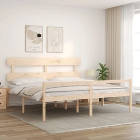 Postel s čelem pro seniory 200x200 cm masivní dřevo 3195371
