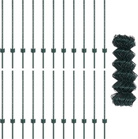 Plot s řetězovým odkazem a sloupkem 25 x 0,8 m Zelená Síťovina 3336247