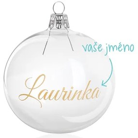 Vánoční pískovaná baňka se zlaceným jménem 8 cm