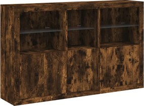 Příborník s LED osvětlením kouřový dub 162 x 37 x 100 cm 3209146