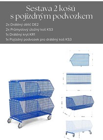 FEROPLAST spol. s.r.o Průmyslový úložný koš KS3, kompletní set 2 košů na kolečkách