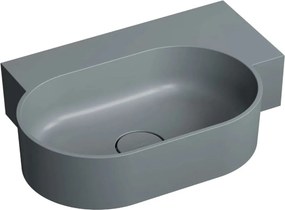 OMNIRES Ovo M+ - Umyvadlo 56x39 cm, bez přepadu, bez otvoru pro baterii, pravé, matná šedá OVO555UWPAG