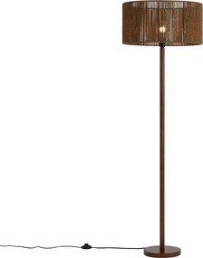 Stojací lampa z ořechového dřeva s hnědým stínidlem z papírového provazu 50/50/25 - Mels