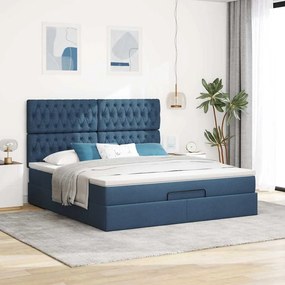 Osmanský rám postele s matrací modrá 180x200cm textil 3314113
