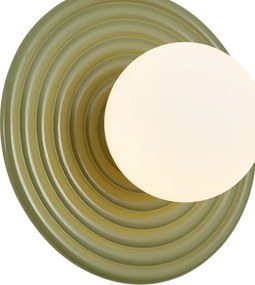 Retro nástěnná lampa zelená s kulatým opálovým sklem 20cm IP44 - Lila