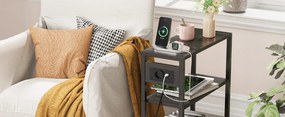 Odkládací stolek s nabíjecí stanicí a USB Houseland Qler černý