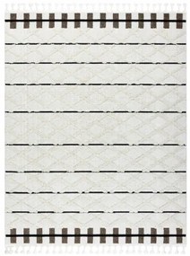 koberec SEVILLA Y611A laťková mříž, diamanty hnědý / bílá střapce B velikost 140x190 cm | krásné koberce cz