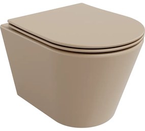 Mexen Rico WC mísa Rimless s pomalu padající deskou slim, duroplast, Matná cappuccino - 30724064