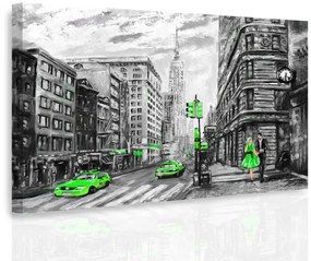 Obraz New York malovaný Green Velikost (šířka x výška): 120x80 cm