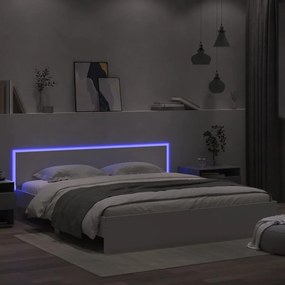 Rám postele s čelem a LED osvětlením bílý 200 x 200 cm