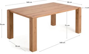 Jídelní stůl v dekoru dubu 90x160 cm Deyanira – Kave Home